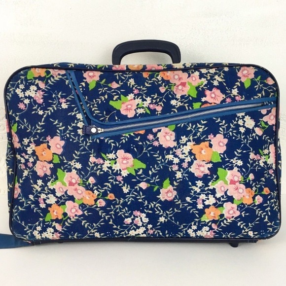 Vintage | Bags | Vintage 6s Flower Power Floral Suitcase Luggage Carry ...